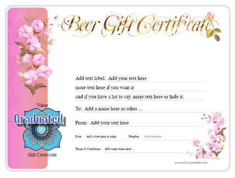Beer Gift certificate templates