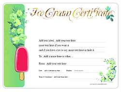 Ice Cream Gift certificate templates