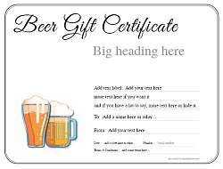 Beer Gift certificate templates