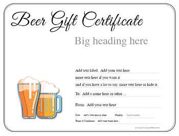 Beer Gift certificate templates