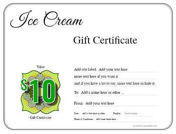 Ice Cream Gift certificate templates