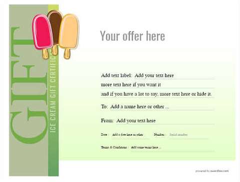 Ice Cream Gift certificate templates