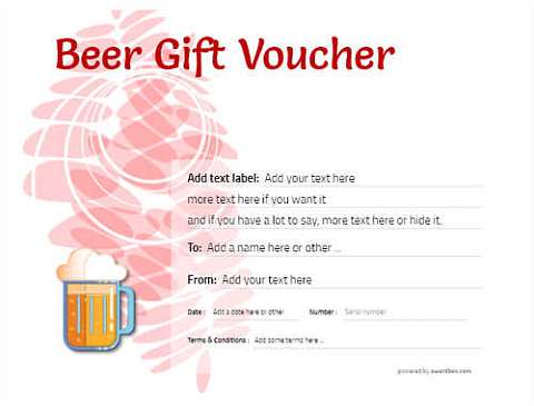 Beer Gift certificate templates