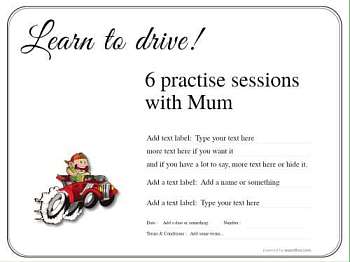 Driving lesson gift certificate templates
