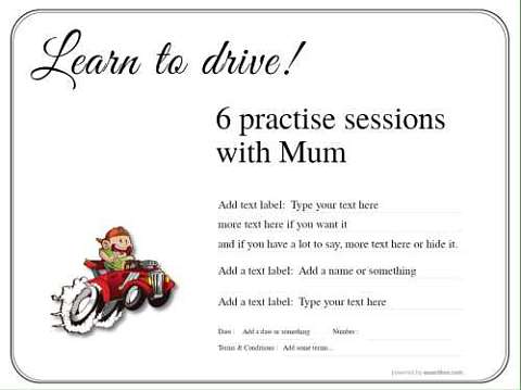 Driving lesson gift certificate templates