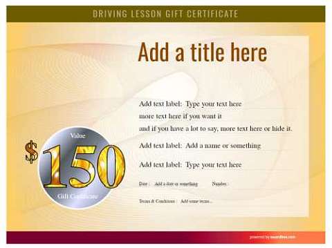 Driving lesson gift certificate templates