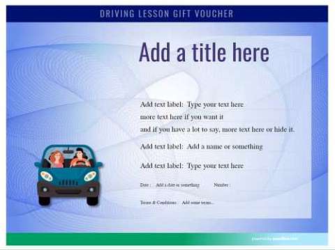 Driving lesson gift certificate templates