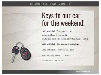 Driving lesson gift certificate templates