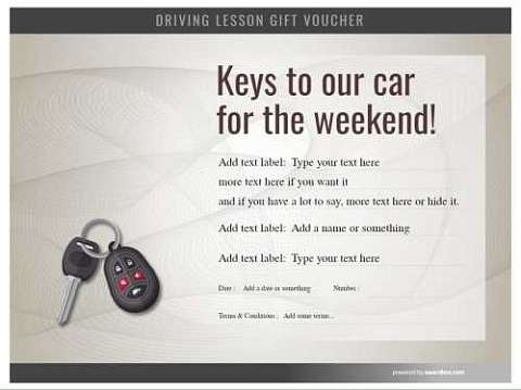 Driving lesson gift certificate templates
