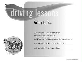 Driving lesson gift certificate templates