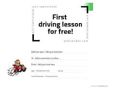 Driving lesson gift certificate templates