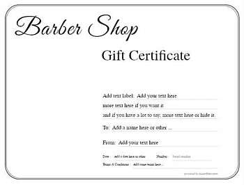 barber shop gift certificate templates printable