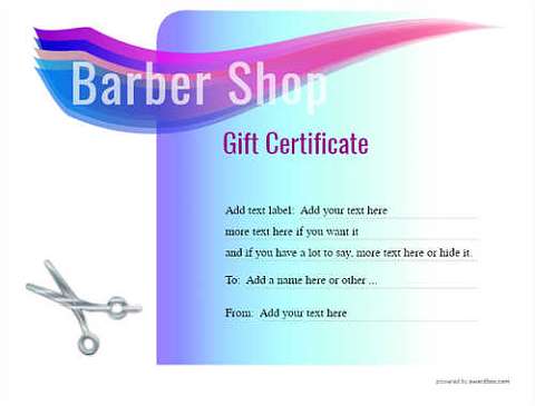 barber shop gift certificate templates printable