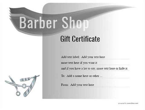 barber shop gift certificate templates printable