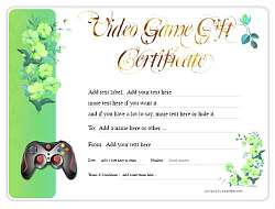 video game gift certificate templates