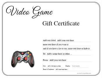 video game gift certificate templates