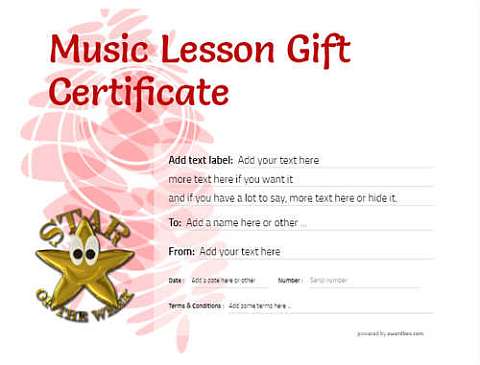 music lesson gift certificate templates