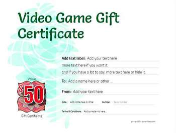 video game gift certificate templates