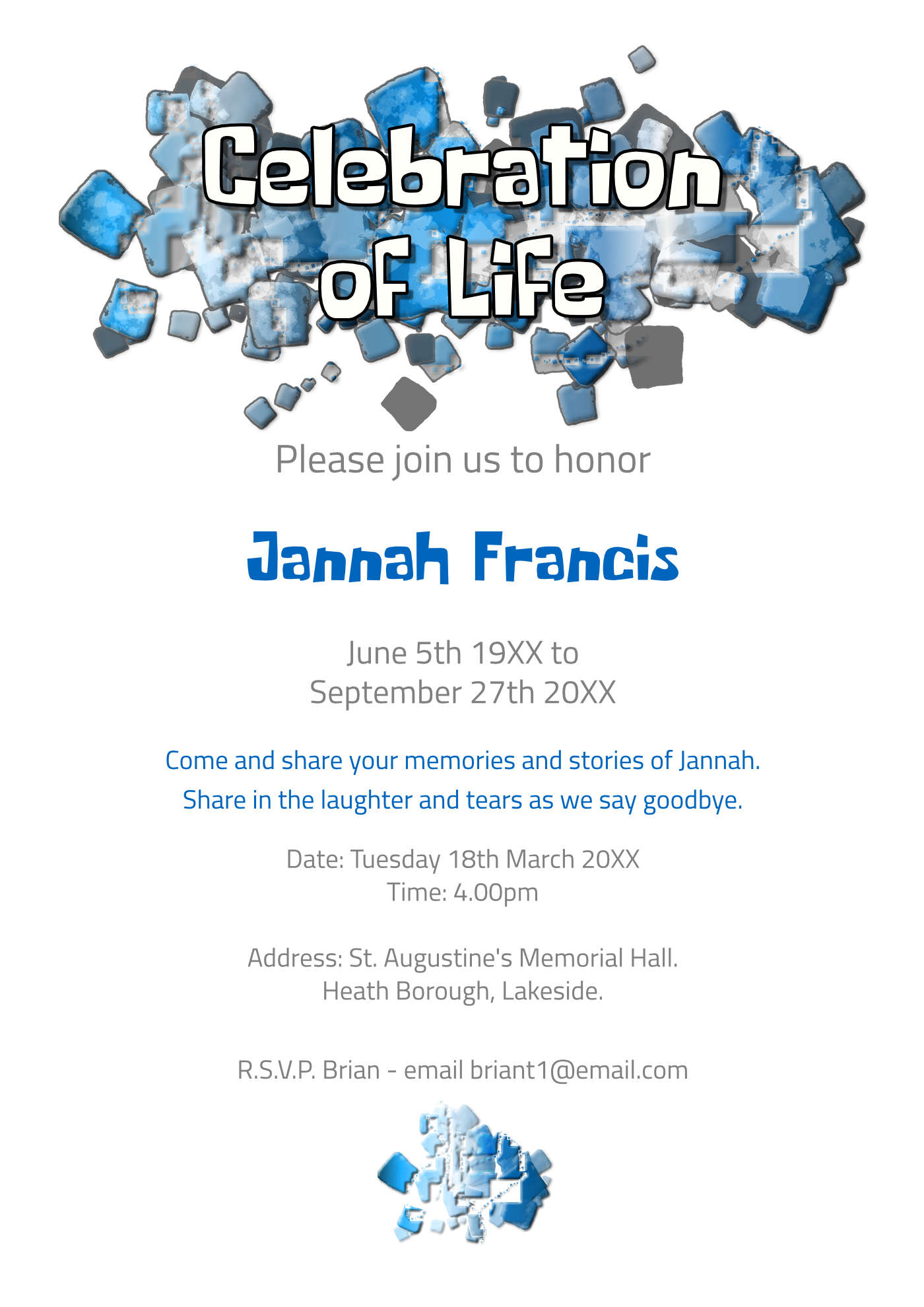 Free Funeral and Memorial Invitation Templates. Easy to Edit and ...