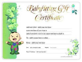 babysitting gift certificate templates