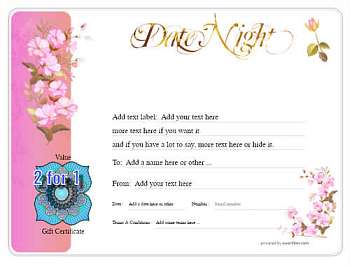 date night gift certificate templates