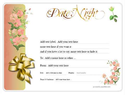 date night gift certificate templates