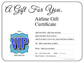 airline gift certificate templates
