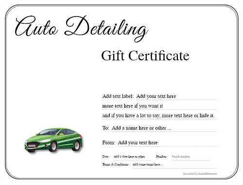 Printable Auto Detail Gift Certificate Template Printable Templates