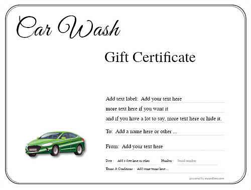 Car Wash Gift Certificate Template Free