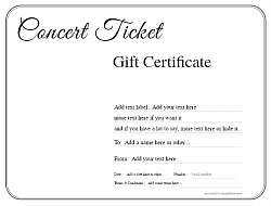 concert ticket gift certificate templates