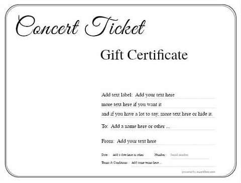 concert ticket gift certificate templates