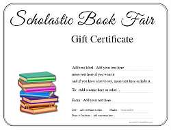 scholastic book fair gift certificate templates