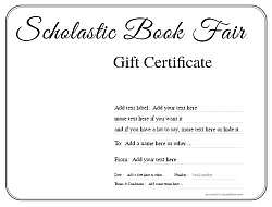scholastic book fair gift certificate templates