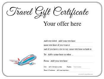 travel gift certificate templates