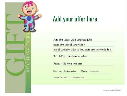 babysitting gift certificate templates