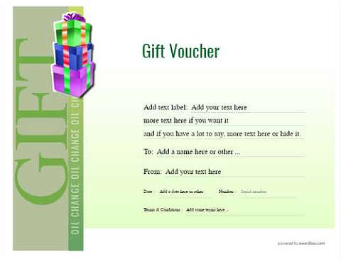 oil change gift certificate templates
