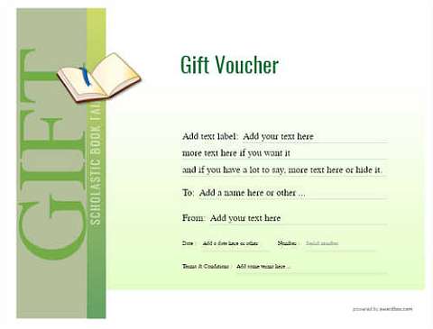 scholastic book fair gift certificate templates