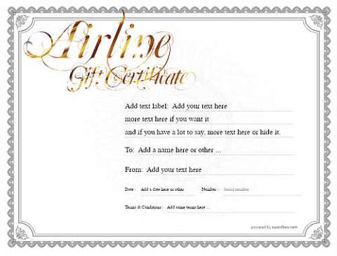 airline gift certificate templates