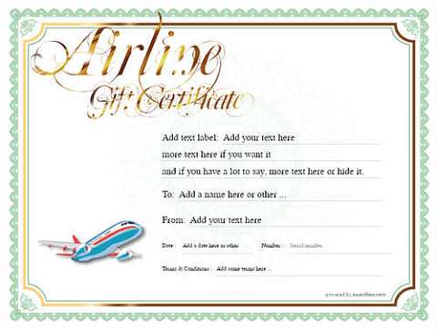airline gift certificate templates