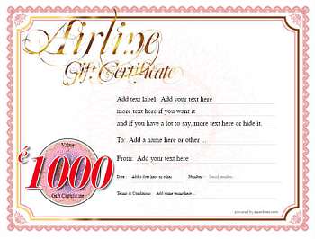 airline gift certificate templates