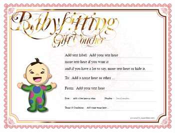 babysitting gift certificate templates