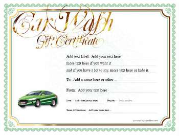 car wash gift certificate templates