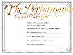 concert ticket gift certificate templates