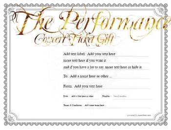 concert ticket gift certificate templates