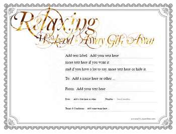 weekend away gift certificate templates