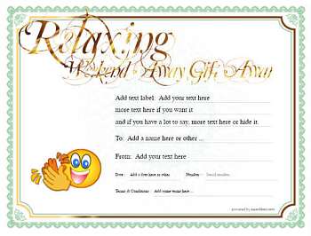 weekend away gift certificate templates