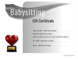 babysitting gift certificate templates