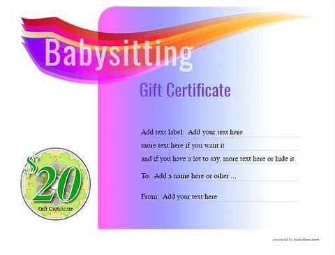 babysitting gift certificate templates