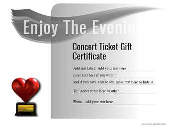 concert ticket gift certificate templates