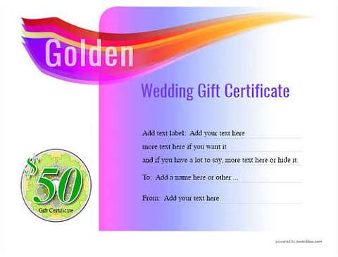 golden wedding gift certificate templates